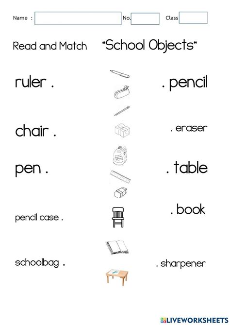 Matching School Free Interactive Worksheets 3810367