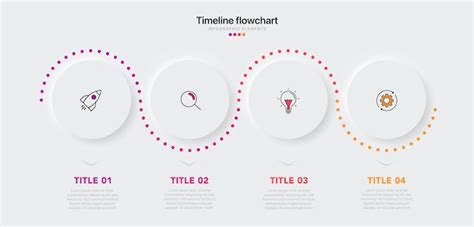 프레젠테이션 워크플로 프로세스 다이어그램 순서도 보고서에 대한 타임라인 4 옵션 인포그래픽 프리미엄 벡터