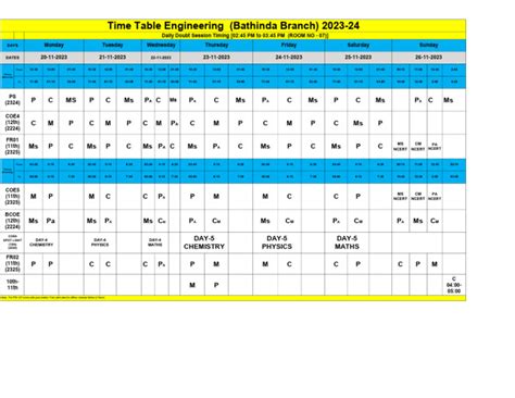 Time Table Engineering 19112023 Pdf