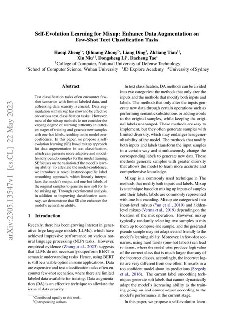 Self Evolution Learning For Mixup Enhance Data Augmentation On Few Shot Text Classification