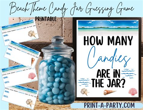 Printable Candy Jar Guessing Game Beach Theme Great For Beach