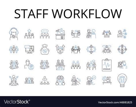 Staff Workflow Line Icons Collection Employee Vector Image