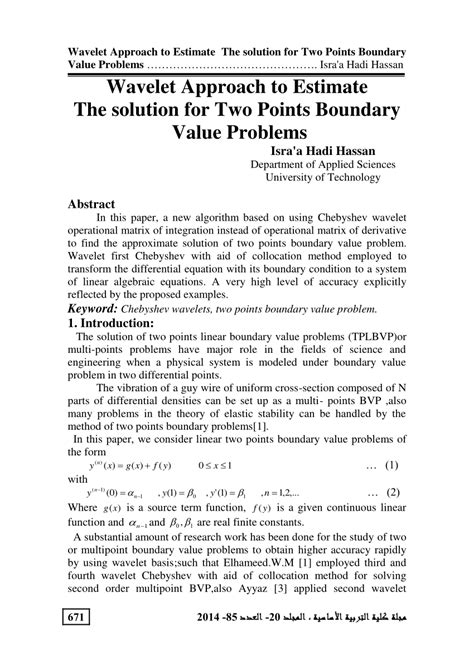 Pdf Wavelet Approach To Estimate The Solution For Two Points Boundary