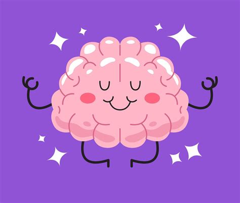 A Cute Brain Illustration Meditating In The Middle Of A Relaxed And
