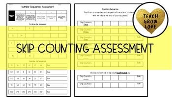 Skip Counting Assessment Patterns And Algebra By Teach Grow Love