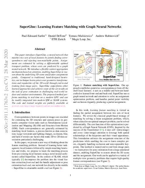 Pdf Superglue Learning Feature Matching With Graph Neural Networks