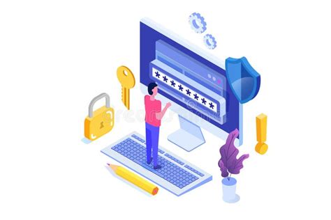data access password isometric concept login form on screen stock
