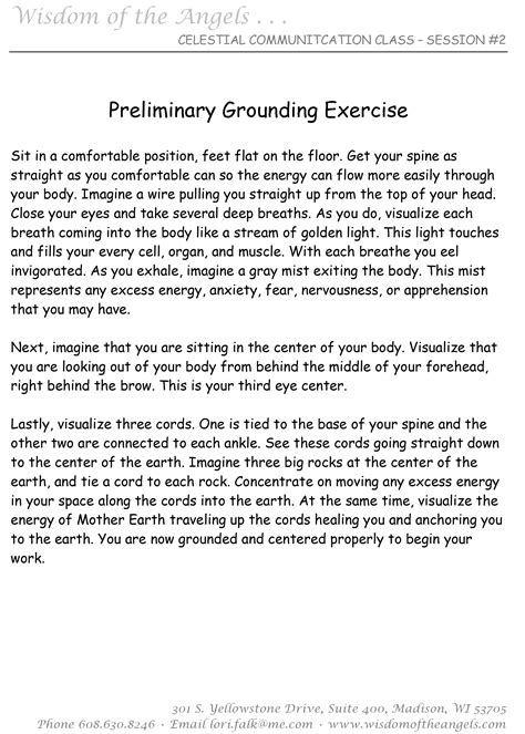 Grounding Exercise Wisdom Of The Angels