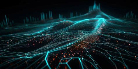 Rendering Of Abstract Highway Path Through Digital Binary Towers In
