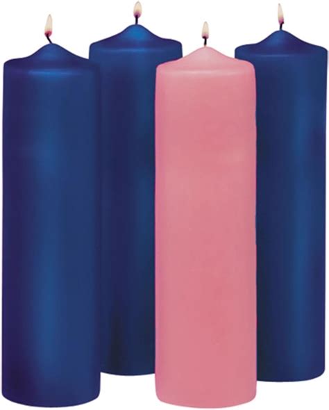 Blue And Pink Wax Pillar Christmas Season Advent Candle Set