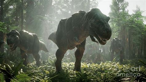 Tyrannosaurus Rex Herd Hunting 2 By Richard Jones Science Photo Library