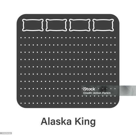 침대 크기 치수 매트리스 알래스카 킹 실루엣 아이콘입니다 호텔 또는 홈 픽토그램의 침실에 대한 침대 길이 측정 침실용 매트리스 크기 고립된 벡터 그림 매트리스에 대한 스톡
