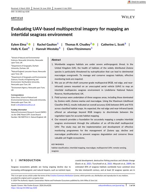 Pdf Evaluating Uav‐based Multispectral Imagery For Mapping An
