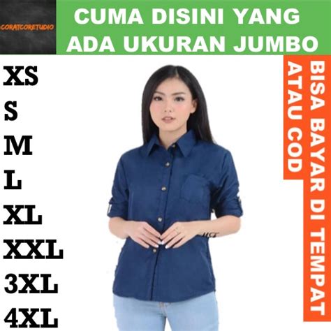 Jual Corat Coret Kemeja Wanita Jumbo Panjang Polos Ospek Kuliah Kerja