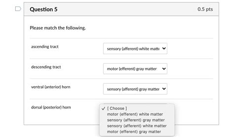 Solved Question 5 0 5 Pts Please Match The Following Chegg Com