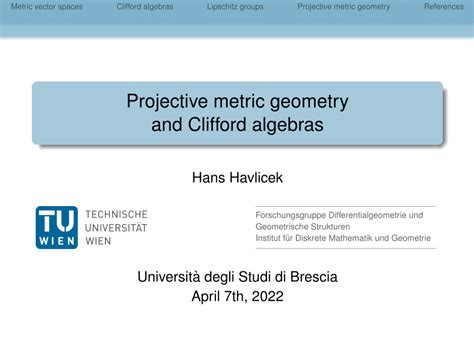 Pdf Projective Metric Geometry And Clifford Algebras