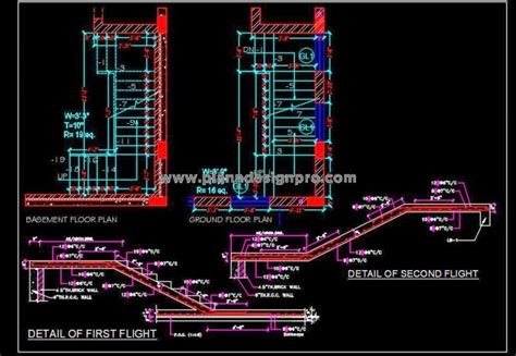 R C C Staircase Structural Detail Dwg Floor Plan And Section