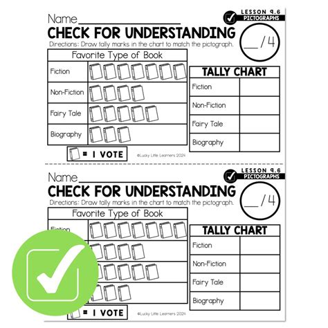 Lucky To Learn Math 1st Grade Lesson 96 Pictographs Check For Understanding Lucky