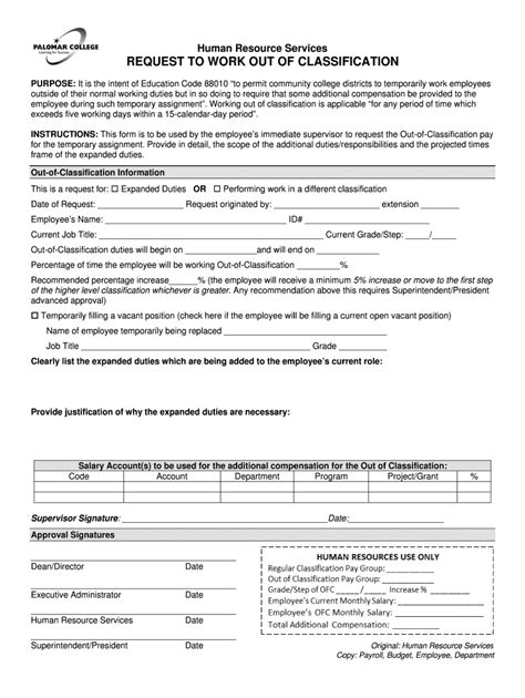 Fillable Online 2 Palomar Out Of Classification Request Palomar Fillable Online 2 Palomar Out Of Classification Request Palomar