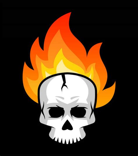 30 Fire Skull Flames On Black Background Stock Illustrations Royalty