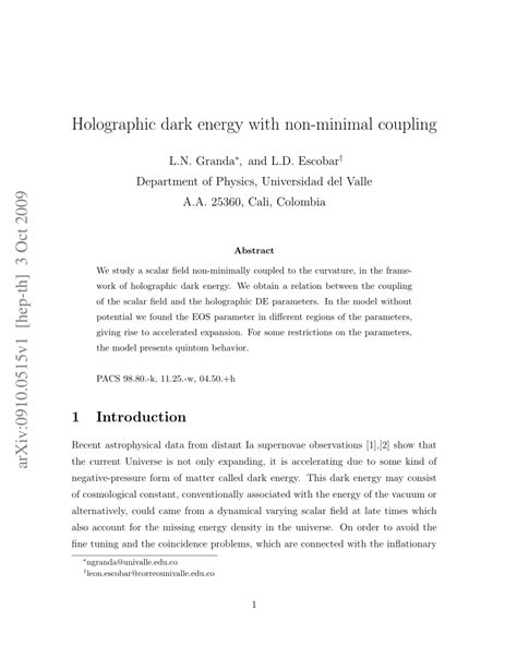 Pdf Holographic Dark Energy With Non Minimal Coupling