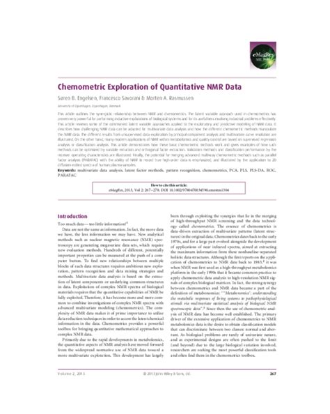 Pdf Chemometric Exploration Of Quantitative Nmr Data