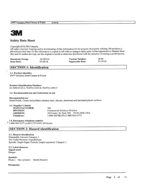 Sds 3m Stainless Steel Cleaner And Polish 1 Pdf