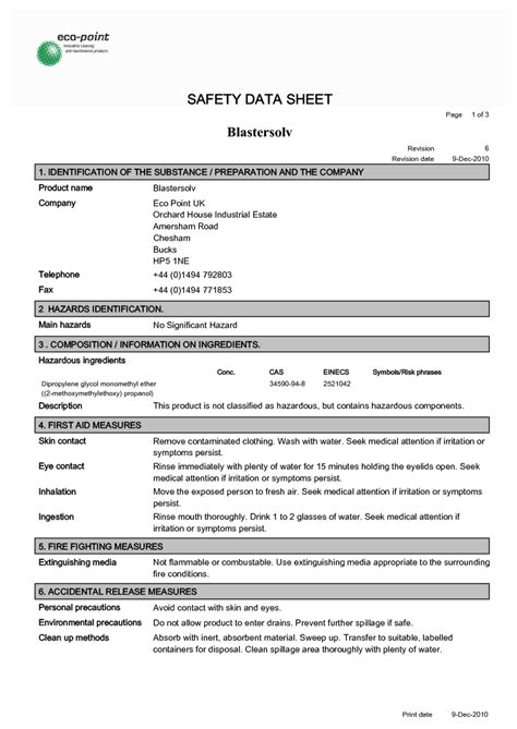 Cleaning Solvent Msds At Gabrielle Sutherland Blog