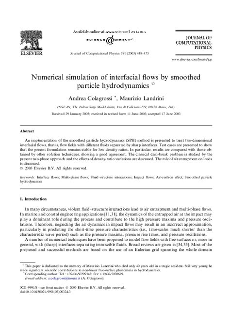 numerical simulation of interfacial flows by smoothed particle