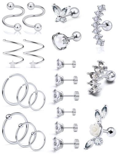 Lcolyoli 16g Cartilage Earring Stainless Steel Forward Helix Piercing