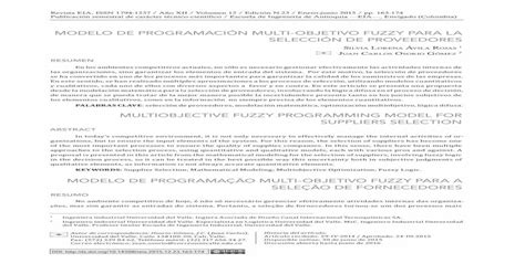 Modelo De ProgramaciÓn Multi Objetivo · Modelo De ProgramaciÓn Multi Objetivo Fuzzy Para La