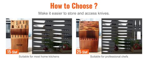 Vevor Knife Storage Block 25 Slots Acacia Wood Universal Knife Holders