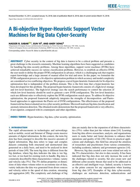 A Bi Objective Hyper Heuristic Support Vector Machines For Big Data
