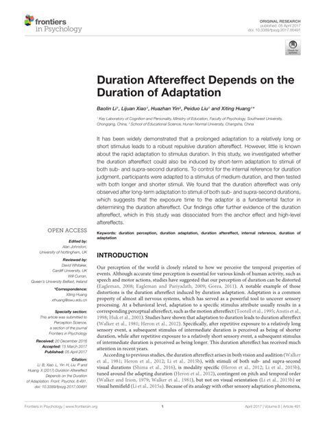 Pdf Duration Aftereffect Depends On The Duration Of Adaptation