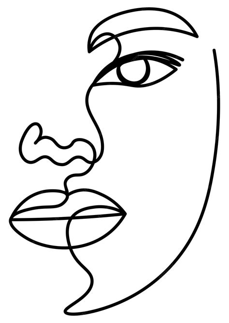 Premium Vector Abstract Face Art One Line Face One Line Drawing Face