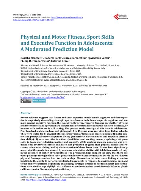 Pdf Physical And Motor Fitness Sport Skills And Executive Function In Adolescents A
