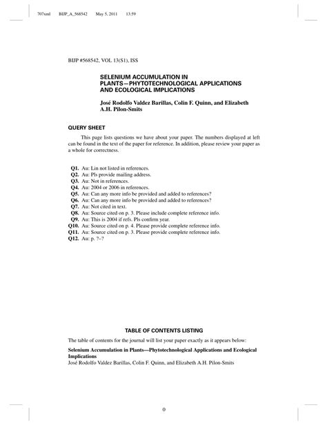 Pdf Selenium Accumulation In Plants—phytotechnological Applications