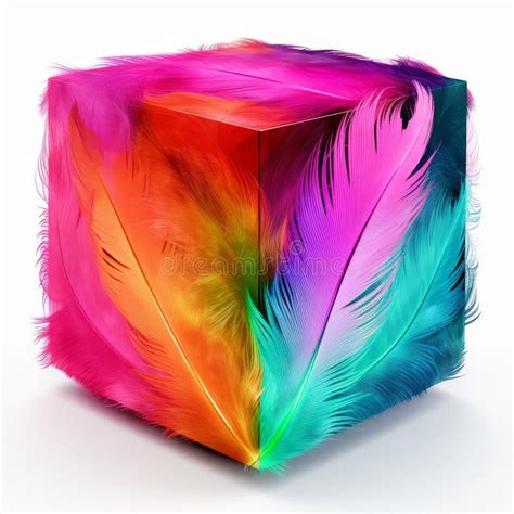 Feather Cube Displayed Crisply On A Pure White Background Ai Generated