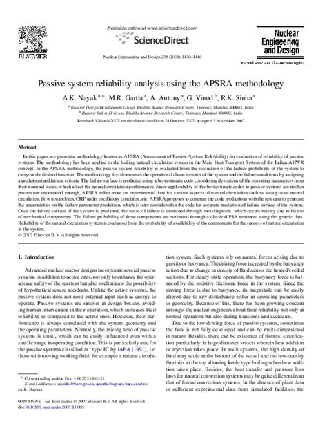 pdf passive system reliability analysis using the apsra methodology
