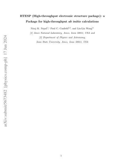 Pdf Htesp High Throughput Electronic Structure Package A Package