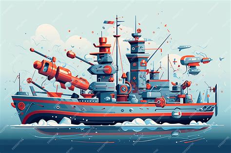 Premium Ai Image Whimsical Hand Drawn Battleship Generative Ai