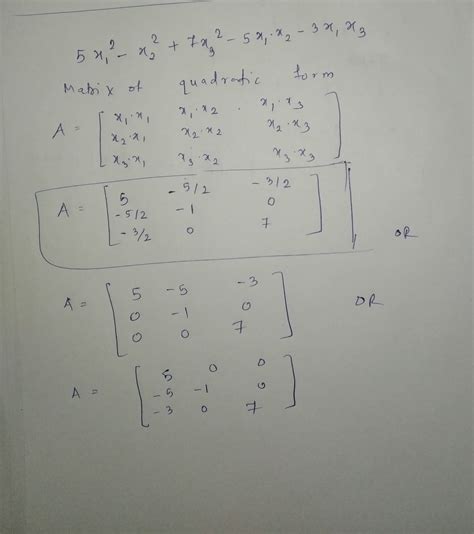 [solved] Find The Matrix Of The Quadratic Form Assume X Is In 𝑅3 Course Hero