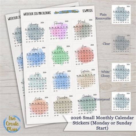 2026 Small Wall Calendar Etsy