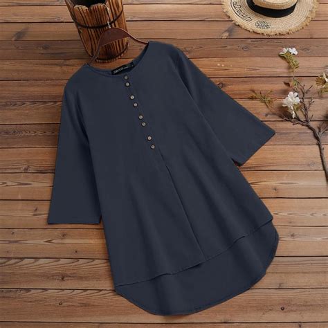 Купити Літні повсякденні бавовняні сорочки з рукавами 3 4 Zanzea Joom