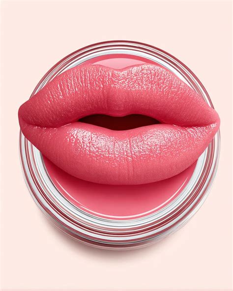 Perfectly Glossy Pink Lips Over A Soft Pink Background For Beauty