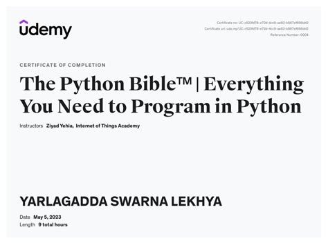 Y Swarna Lekhya On Linkedin Udemy Course Completion Certificate