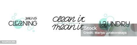 청소 레터링 세트 흰색 배경에 격리된 텍스트 집안일 동기 부여 문구 손으로 그린 편지 영감을 주는 배너 또는 포스터 세탁 스티커 벡터 일러스트레이션 컬렉션 가사 집안일에