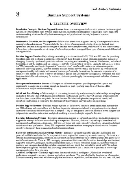 Business Support Systems Pdf Artificial Intelligence Intelligence