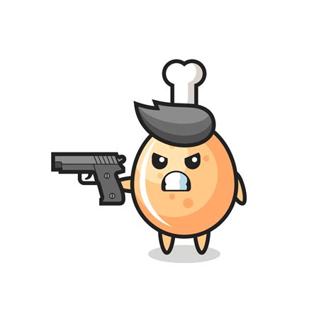 The Cute Fried Chicken Character Holding Gun 3385302 Vector Art At Vecteezy