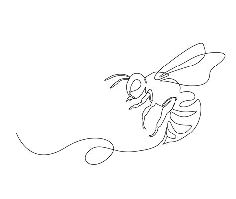 Premium Vector Continuous One Line Drawing Of Fliying Bee Simple
